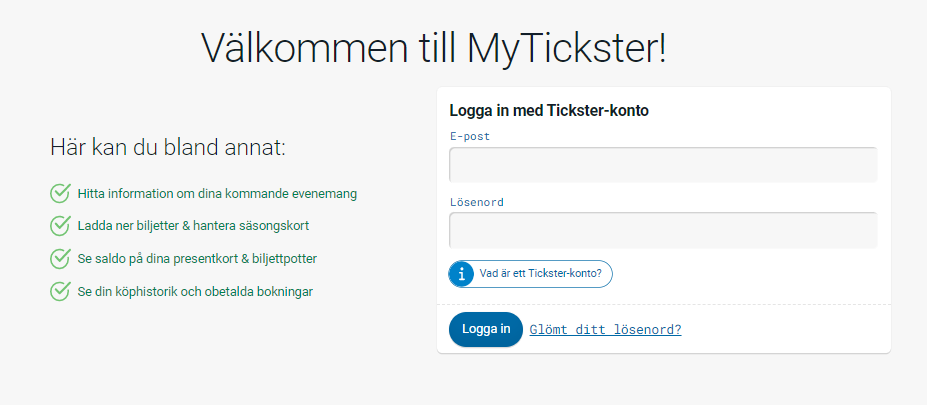 Hur kan jag byta lösenord till mitt Ticksterkonto? – Tickster Help Center
