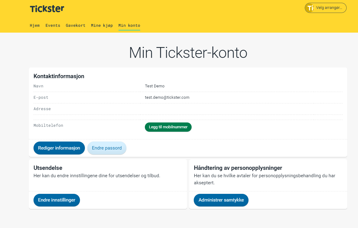 Hvordan kan jeg endre passordet til Tickster-kontoen min? – Tickster Help Center