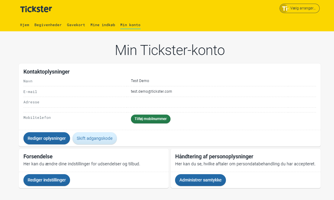 Hvordan ændrer jeg adgangskoden til min Tickster-konto? – Tickster Help Center