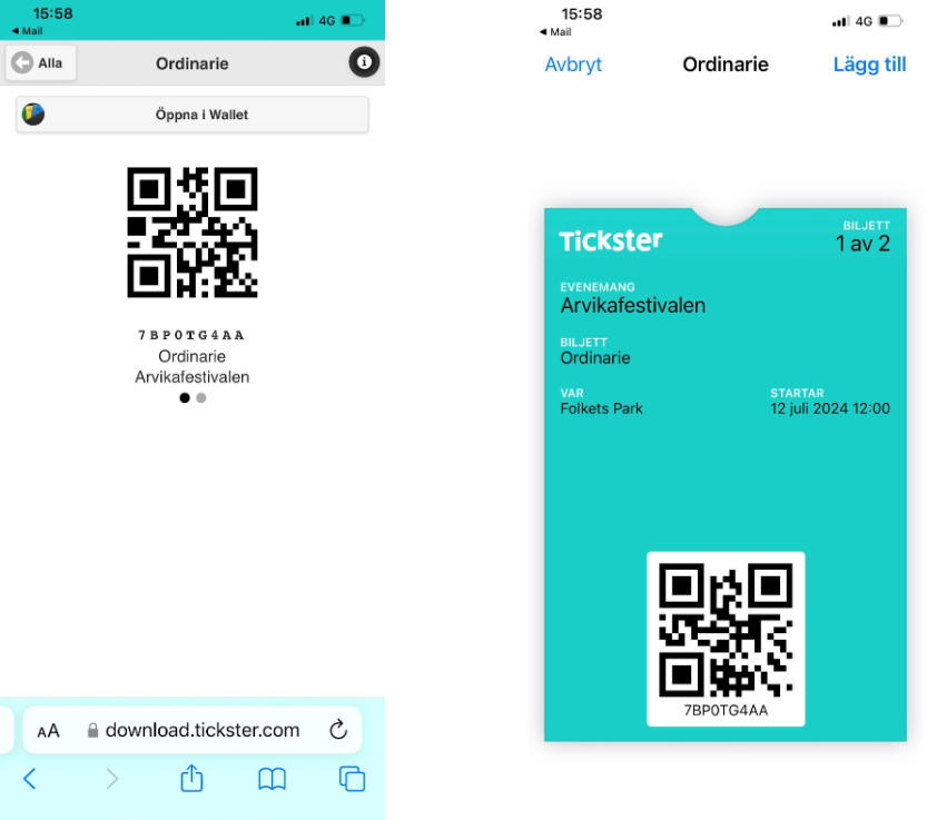 Hur lägger jag till biljetten i min mobil? – Tickster Help Center