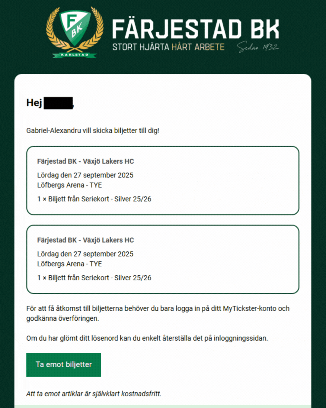 Överför biljett - för biljettköparen – Tickster Help Center